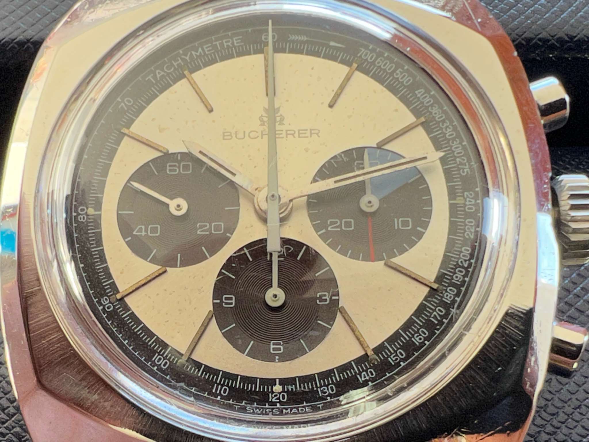 Vintage and rare BUCHERER manual-winding chronograph, Lemania 1873 ...