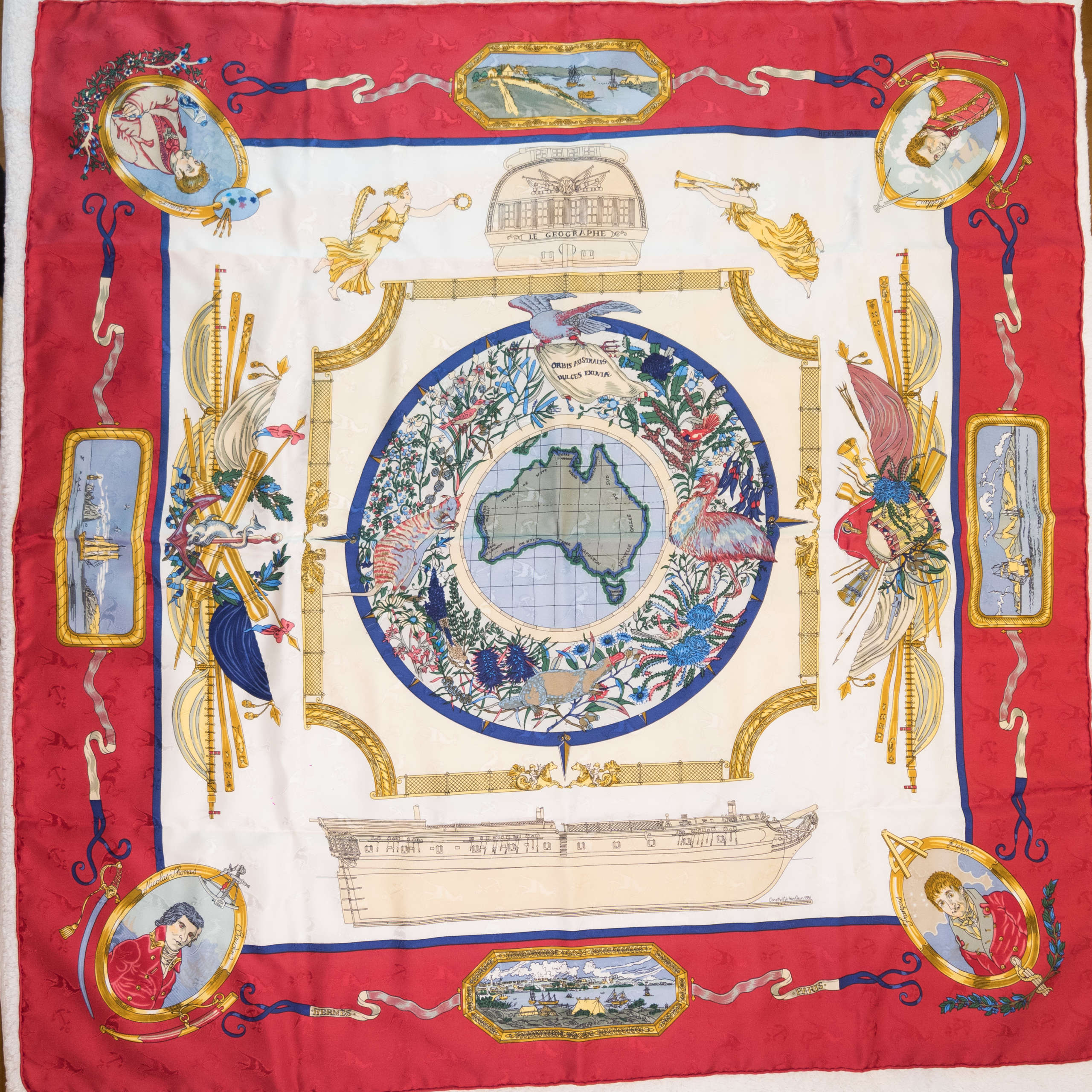 Silk scarf Hermès-Paris "Le Géographe" - Lyca Gallery
